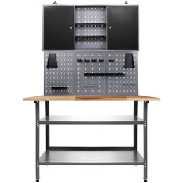 Werkstatt-Set ONDIS24 "Basic", schwarz (anthrazit, schwarz, grau), B:120cm H:205cm T:60cm, Metall, Werkbänke, 120 cm