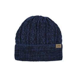 Strickmütze CAPO, Damen, blau (midnight), Strick;Chemische Reinigung, schonender Prozess;nicht bleiche;nicht bügeln;nicht trocknergeeignet, Wollmischung, meliert, Mützen, Rippenstrick, natürliche Thermoregulierung