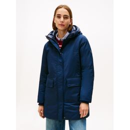 Wintermantel Tommy Hilfiger "PADDED NYLON REG PARKA", Damen, Gr. L (40), blau (schwarz night navy), Web, Obermaterial: 59% Baumwolle, 41% Polyester, unifarben, Mäntel