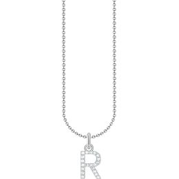 Kette mit Anhänger Thomas Sabo "Buchstabe, KE2240 - KE2265-051-14-L45V, KE2240 - KE2265-414-14-L45V" Gr. 45, bunt (silberfarben, weiß), Halsketten, Damen, 45, R, Silber 925 (recycelt), mit Zirkonia (synth.)