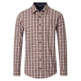 Langarmhemd Casamoda "Casamoda Freizeithemd kariert", Herren, Gr. 4XL, Normalgrößen, beige, 100% Baumwolle, kariert, comfort fit, Hemden