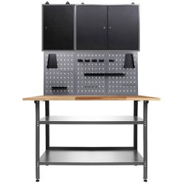 Werkstatt-Set ONDIS24, schwarz (anthrazit, schwarz, grau), B:120cm H:205cm T:60cm, Metall, Werkbänke, 120 cm