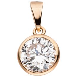 Runder Anh&auml;nger Jobo, rosa (ros&eacute;goldfarben), Schmuckanh&auml;nger, Damen, Silber 925 (Sterlingsilber), rund 925 Silber ros&eacute;gold vergoldet mit Zirkonia