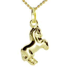 Kette mit Anhänger OSTSEE-SCHMUCK "OSTSEE-SCHMUCK Kette mit Anhänger Pferd Kette mit Anhänger Pferd", gold, Halsketten, Damen, 36 bis 38cm, Gelbgold 333, L: 36 38