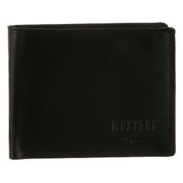 Geldbörse Mustang "Udine leather wallet side opening", schwarz, Leder, unifarben, Kleinlederwaren, mit RFID-Schutz