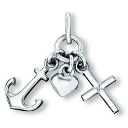 Kettenanhänger ONE ELEMENT "Glaube Liebe Hoffnung Anhänger aus 925 Silber", silber, Schmuckanhänger, Damen, Silber 925 (Sterlingsilber), Damen Silber Schmuck Glaube Liebe Hoffnung