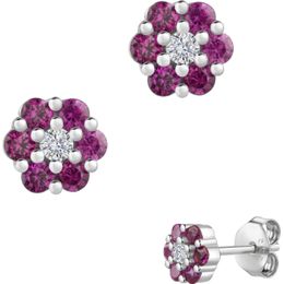 Paar Ohrstecker Firetti "Schmuck Geschenk Silber 925 Ohrschmuck Ohrringe Blume", lila (silberfarben, lila, kristallweiß, lila, kristallweiß), Ohrringe, Damen, 6mm, Silber 925 (Sterlingsilber), Made in Germany - mit Zirkonia (synth.)