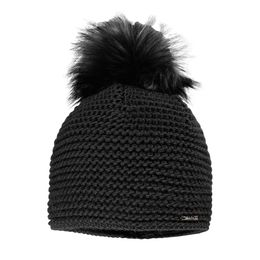 Bommelmütze CAPO, Damen, schwarz, Strick;Chemische Reinigung, schonender Prozess;nicht bleiche;nicht bügeln;nicht trocknergeeignet, Wollmischung, unifarben, Mützen, Grobstrick, unifarben, gefüttert