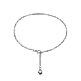 Fußkette mit Anhänger Firetti "Schmuck Geschenk Silber 925 Körperschmuck Herz Flachpanzerkette", silber (silberfarben), Fußketten, Silber 925 (Sterlingsilber)