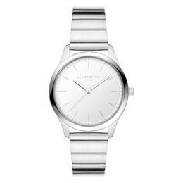 Quarzuhr Liebeskind Berlin "Basic Staples", silberfarben, weiß, Armbanduhren, Damen, Armbanduhr, Damenuhr, Edelstahlarmband, analog