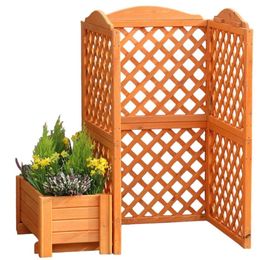 Mülltonnenbox Promadino "Rex", braun (honigbraun), B:131cm H:127cm T:79cm, Holzwerkstoff, Aufbewahrungsboxen, Abtrennung, für 1 x 240 l, inkl. Pflanzkasten