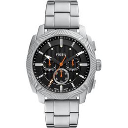 Chronograph Fossil "MACHINE", schwarz (edelstahlfarben, schwarz), Armbanduhren, Herren, Quarzuhr, Armbanduhr, Herrenuhr, Edelstahlarmband, analog