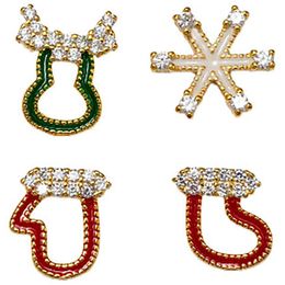 Ohrstecker-Set Firetti "Multipack Schmuck Silber 925 Rentier, Eiskristall, Handschuh, Stiefel", bunt (gelbgoldfarben, grün, weiß, rot, kristallweiß, kristallweiß), Ohrringe, Damen, Silber 925 (Sterlingsilber), Made in Germany - mit Zirkonia (synth.)
