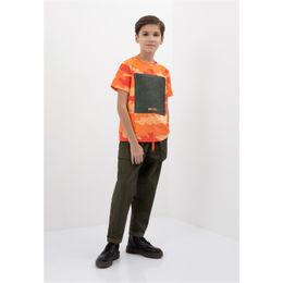 Stoffhose Gulliver, Jungen, Gr. 140, EURO-Größen, grün (khaki), 100% Baumwolle, unifarben, Hosen, mit großen Beintaschen