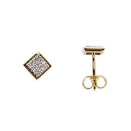 Paar Ohrstecker Firetti "Schmuck Geschenk Gold 585 Ohrschmuck Quadrat", weiß (gelbgoldfarben, weißgoldfarben, weiß), Ohrringe, Damen, 6mm, 0,11 P2 = erkennbare Einschlüsse, Diamanten Gelbgold 585, Diamanten, Gelbgold 585, mit Brillant - Verschnittfassung