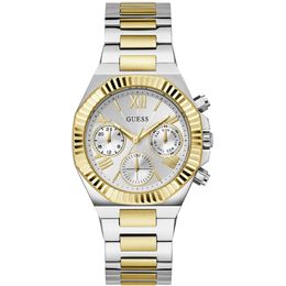Multifunktionsuhr Guess "EQUALITY", silber (silberfarben, gelbgoldfarben), Armbanduhren, Damen, Quarzuhr, Armbanduhr, Damen, Herren, unisex, Datum, Edelstahlarmband