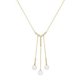 Collier "mit Süßwasser-Perlen und Zirkonia, Silber 925", gold, Giorgio Martello MILANO, Halsketten, Damen, 45cm, Silber 925 (Sterlingsilber), Collier