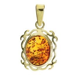 Kettenanhänger OSTSEE-SCHMUCK "OSTSEE-SCHMUCK Anhänger Konstanze Anhänger Konstanze", gelb, Schmuckanhänger, Damen, 23 x 12mm, Gelbgold 333, 1,4 g