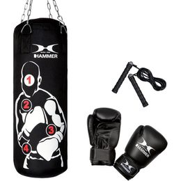 Boxsack HAMMER "Sparring Pro", schwarz, Boxsäcke, B/H/L: 30cm x 80cm, mit markierten Trefferpunkten, B:30cm H:80cm