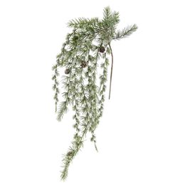 Kunstzweig I.GE.A. "Kieferhänger", grün, weiß, B:20cm H:65cm L:20cm, Kunststoff, Kunstpflanzen, Kieferzweig hängend mit Zapfen Schnee geeist Kunsttanne Deko Dekozweig