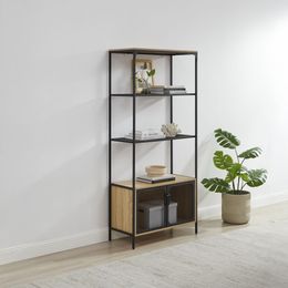 Regal OTTO HOME "Amance", eichefarben, B:80cm H:177cm T:36cm, Melamin, Metall, Regale, Metallgestell, viel Stauraum und ideal für Saugroboter, Höhe 177 cm