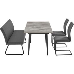 Essgruppe OTTO HOME "Stevian", anthrazite, anthrazite,, Struktur (100% Polyester), FSC-zertifizierter Holzwerkstoff, Keramik, Metall, Polyester, Polywood, Sitzmöbel-Sets, Holz, Strukturstoffbezug, Freischwingerstühle, gesteppten Bänken
