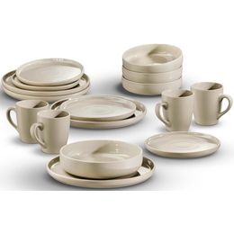 Kombiservice "Geschirr-Set, Service Liliane", beige (greige), 16 Stk., Steinzeug, LeGer Home by Lena Gercke, Geschirr-Sets, skandinavische, minimalistische Formensprache, 16 Teile