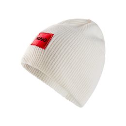 Beanie Hugo "Xaff 6", Damen, natural 102, Strick, Wollmischung, Mützen, mit Logobadge