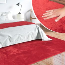 Teppich MERINOS "Loft 37, Kunstfellteppich", rot, B:240cm H:16mm L:340cm, Polyester, Teppiche, weich und kuschelig, Fell Haptik, Anti-Rutsch-Unterseite