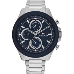 Multifunktionsuhr Tommy Hilfiger "CLARK", silber (silberfarben), Armbanduhren, Herren, Quarzuhr, Armbanduhr, Herrenuhr, Datum, Edelstahlarmband