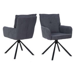 Esszimmerstuhl OTTO HOME "Les Choux", grau (anthrazit, schwarz), B:62cm H:86cm T:63cm, Stoff, Stühle, gepolsterte Rückenlehne, Armlehne und Sitzfläche, Sitzhöhe 48 cm