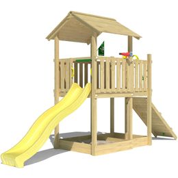 Spielturm Jungle Gym "Drift", gelb, Spieltürme, KinderB:454cm H:277cm T:155cm, Holzwerkstoff, Spielanlage inklusive Rutsche mit Wasseranschluss, B:454cm H:277cm T:155cm