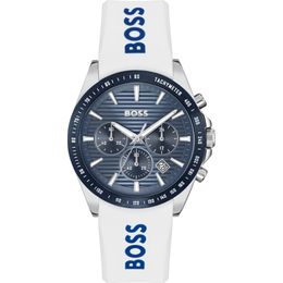 Chronograph BOSS "STRIKE CHRONO", weiß, Armbanduhren, Herren, Quarzuhr, Armbanduhr, Herrenuhr, Silikonarmband, analog, Tag