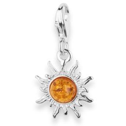 Kettenanhänger OSTSEE-SCHMUCK "OSTSEE-SCHMUCK Charm-Einhänger Sonne 14 mm", weiß, Schmuckanhänger, Damen, 26 x 14mm, Silber 925 (Sterlingsilber), 1,3 g