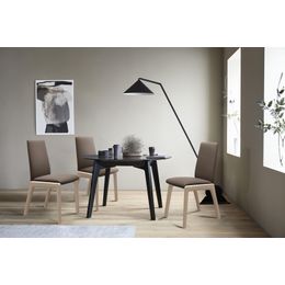 Polsterstuhl stressless "Laurel", braun (mole batick, eiche natur), B:57cm H:92cm T:59cm, Leder BATICK: BATICK ist ein leicht korrigiertes, durchgefärbtes und genarbtes Möbelleder, bei dem die meisten Unebenheiten und Spuren in der Regel entfernt wurden., Stühle, Low Back, Größe L, mit abgerundeten Beinen in Eiche natur