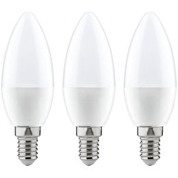 Paulmann LED-Leuchtmittel "Kerze 4W E14 230V Warmwei&szlig; 3er-Pack", Energieeffizienz: G (A-G), wei&szlig;, L:10cm &Oslash;:3,5cm, Leuchtmittel, 2700 Kelvin