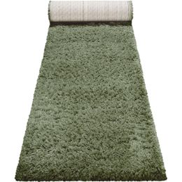 Hochflor-Teppich Esprit "YOGI ESP-096", grün, B:80cm H:50mm L:400cm, Polyester, Teppiche, Läufer, flauschiger weicher Flor aus 100% recyceltem PET, Wohnzimmer