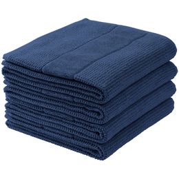 Handtücher Schiesser "Turin aus 100% Baumwolle in dezenter Reiskornoptik", dunkelblau, B:50cm L:100cm, Frottier, Obermaterial: 100% Baumwolle, Handtücher, MADE IN GREEN by OEKO-TEX