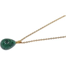 Kette mit Anhänger Firetti "Schmuck Geschenk Edelstahl Halsschmuck Halskette Ankerkette Tropfen", gold (gelbgoldfarben, grün), Halsketten, Damen, Edelstahl, L: 55 B: 2mm, Made in Germany - mit Malachit, B:2mm