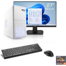 CSL Gaming-PC-Komplettsystem "Sprint V28128", Energieeffizienz: E (A-G), weiß, Microsoft Windows 11 Home (64 Bit), 16 GB RAM 1.000 GB SSD, Computer_Komplettsysteme