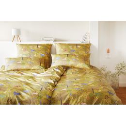Bettwäsche Elegante "Dreamland", goldgelb, B/L: 155cm x 220cm, 1 Stk., 1 Stk., Satin, B/L: 80cm x 80cm, 2 Stk., Satin, Obermaterial: 50% Baumwolle, 50% Viskose, Bettwäsche, angenehmes Hautgefühl