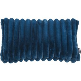 Sitzkissen done. "Polar", dunkelblau, felloptik gestreift unifarben, B:30cm H:1cm L:50cm, Polyester, Dekokissen_Sitzkissen_Kissenhüllen, Kissenhülle aus leichtem Flanell