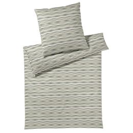 Bettwäsche Elegante "Desire", grün, sand, B/L: 155cm x 220cm, 1 Stk., 1 Stk., Interlock-Jersey, B/L: 80cm x 80cm, 2 Stk., Interlock-Jersey, Obermaterial: 100% Baumwolle, Bettwäsche, angenehmes Hautgefühl