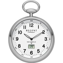 Regent Uhren Taschenuhr REGENT, silber (edelstahlfarben), Taschenuhren, Damen, Quarzuhr, Herrenuhr, Funk, Kette