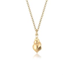 Kette mit Anhänger Elli "Anhänger Muschel 925 Sterling Silber vergoldet", gold, Halsketten, Damen, 45, ohne Stein, Silber 925 (Sterlingsilber), L: 45