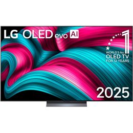 LG OLED-Fernseher "OLED77C5ELB", Energieeffizienz: F (A-G), grau (grau, schwarz), 77 ″, Fernseher