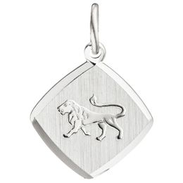 Sternzeichenanh&auml;nger Jobo "Anh&auml;nger Sternzeichen", silber 925, Schmuckanh&auml;nger, Damen, L&ouml;we, Silber 925 (Sterlingsilber), 925 Silber rhodiniert viereckig