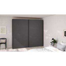 Schwebetürenschrank Home Affaire "Como, Kleiderschrank, Schlafzimmerschrank", grau matt, B:244cm H:221cm T:66,6cm, FSC-zertifizierter Holzwerkstoff, Schränke