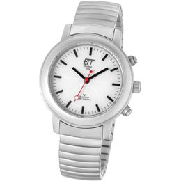 Funkuhr ETT "Basic", grau (edelstahlfarben), Armbanduhren, Damen, Armbanduhr, Damenuhr, Solar, Flexband, Zugband