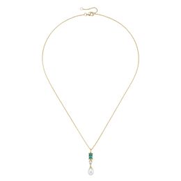 Kette mit Anhänger Smart Jewel "mit edlen Steinen und Süßwasser-Perle, Silber 925", gold, Halsketten, Damen, 45cm, Silber 925 (Sterlingsilber)